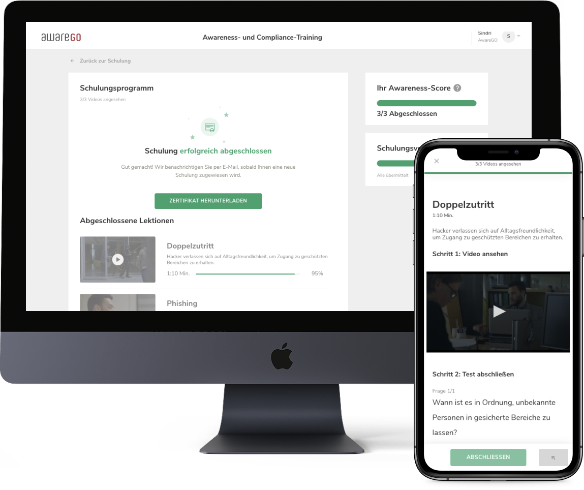 Das einfachste Security-Awareness-Training der Welt - Frontpage – AwareGO